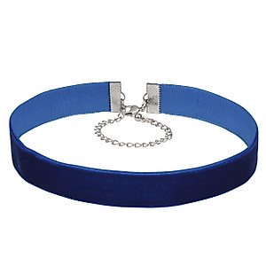 COIRIS 1.6cm 20pcs Royal Blue Velvet Chokers Vintage Necklace for Women with Extension (XL-1002-5)