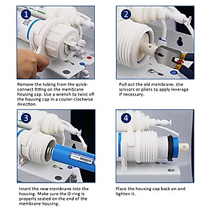 Membrane Solutions 75 GPD RO Membrane, Reverse Osmosis Membrane with Membrane Housing, Wrench, 1/4" Quick-Connect Fittings, Check Valve, Replacement for Under Sink Home Drinking RO Water Filter System
