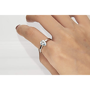 Gin & Grace 10K White Gold Blue Genuine Aquamarine Eternity Promise Propose Promise Ring for Women