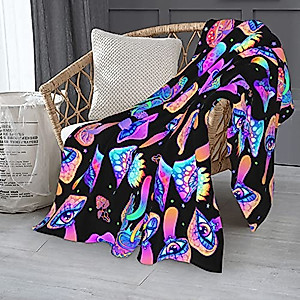 Mushrooms Flannel Throw Blanket Soft Lightweight Warm Blanket All Season Sofa Blanket Can Be Used in Office Living Room Bed Suitable for Children Adults or Teenagers 60"X50" Inches