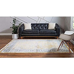 Unique Loom Baracoa Collection Area Rug - Prado (5' 5" x 8' Rectangle, Yellow/ Ivory)