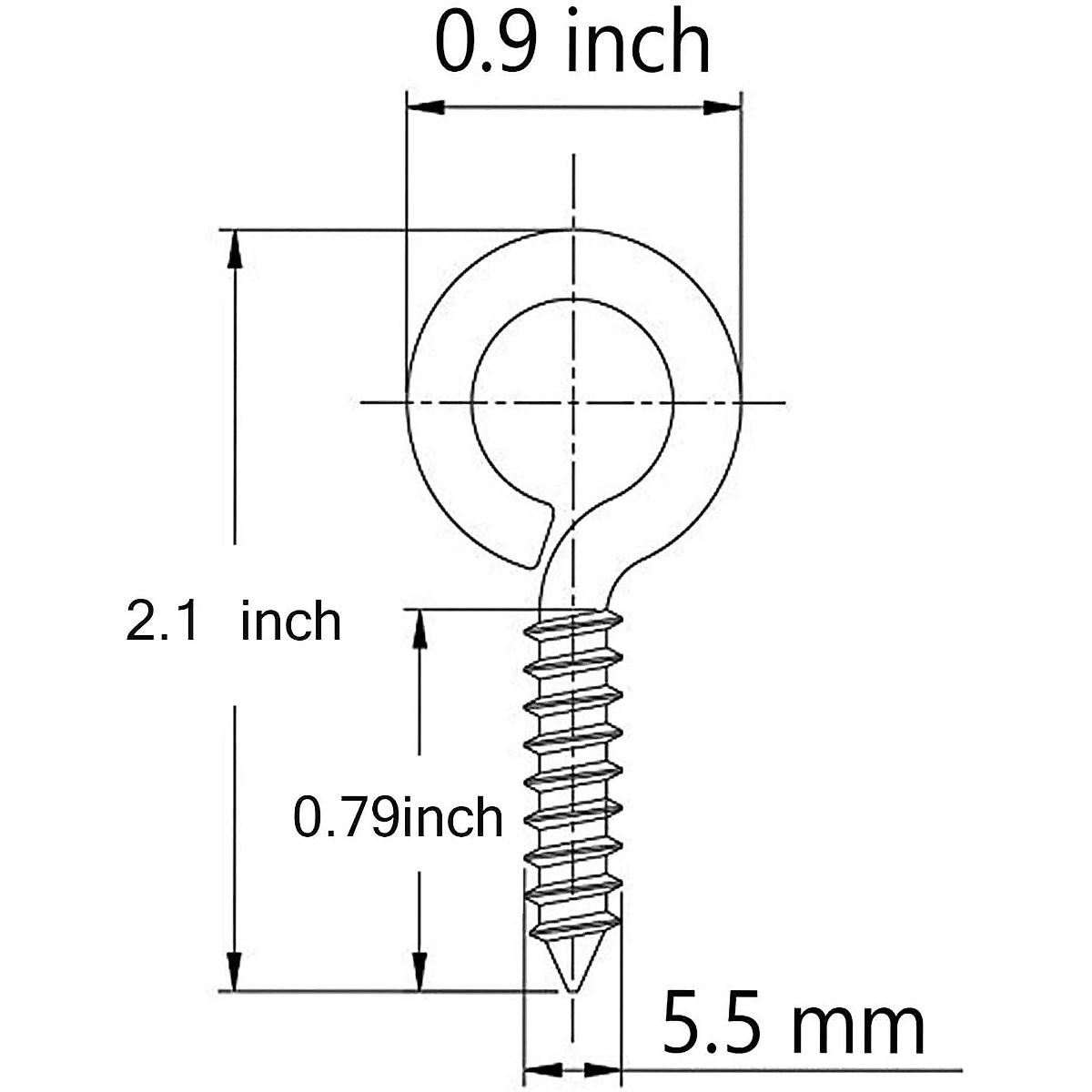 30 Pack of Eye Screws, 2 inch Metal Eye Hooks Thread Self-Tapping Hanging Hooks Eyebolt Ring Black.