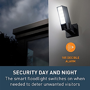 Netatmo Smart Outdoor Security Camera with 105-dB Siren & WiFi | Sends Alerts to Your Smartphone | Floodlight & Movement Detection | Night Vision | Security Without Monthly Fees (Black)