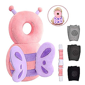 Baby Head Protector & Baby Knee Pads for Crawling,Toddlers Head Safety Pad Cushion Adjustable Backpack,Baby Back Protection for Walking & Crawling, for Age 5-24months, Butterfly
