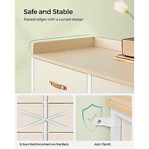 SONGMICS Dresser for Bedroom with 6 Drawers, Chest of Drawers, with Water-Resistant Changing Table, Storage Organizer Cabinet, for Kids Room Nursery Living Room Hallway, Beige UGKR101K01