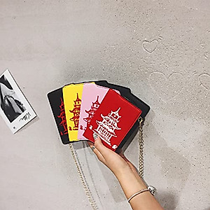 KUANG! Women Poker Tower Dollar Print Pu Messenger Bag Shoulder HandBag Ladies Crossbody Bag Chain Purse for Girls