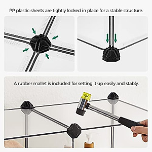 SONGMICS Shoe Rack, 10-Slot Storage Organizer Unit with Doors, Portable Cube Shoe Storage Organizer, Plastic Modular DIY Storage Shelf, Closet Divider for Clothes Bags Toys, Transparent ULPC506T01
