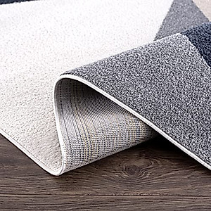 Abani Rugs Gray, Cream and Beige 4 ft. X 6ft. Contemporary Rug. Repeated Triangles in Tones of Cream and Gray Inspired by mid-Century Design. Minimalistic Design Turkish Stain Resistant Area Rug.