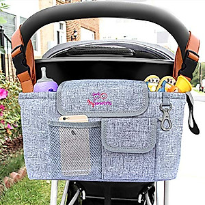 MySweetots All-in-1 Baby Stroller Organizer | Large Cup Holders, Plenty of Pockets, Key Holder, Wipes Pocket, Bonus Leather Strap | Multipurpose Baby Bag for Busy Parents | Free Diaper Changing Pad!!