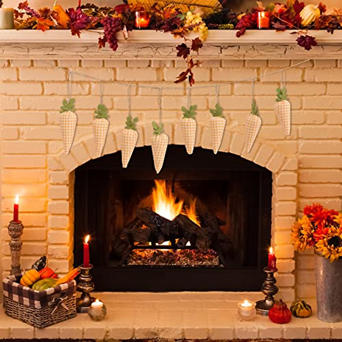 NUOBESTY Easter Carrot Banner Bunny Carrot Garland Fabric Wall Vegegtable Ornament for Party Wall Fireplace Window Decors |62.88inches