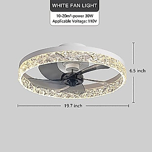 KINDLOV Modern Indoor Flush Mount Ceiling Fan with Lights,Dimmable Low Profile Ceiling Fans with Remote Control,Smart 3 Light Color Change and 6 Speeds for Bedroom Living Room Kitchen,White…