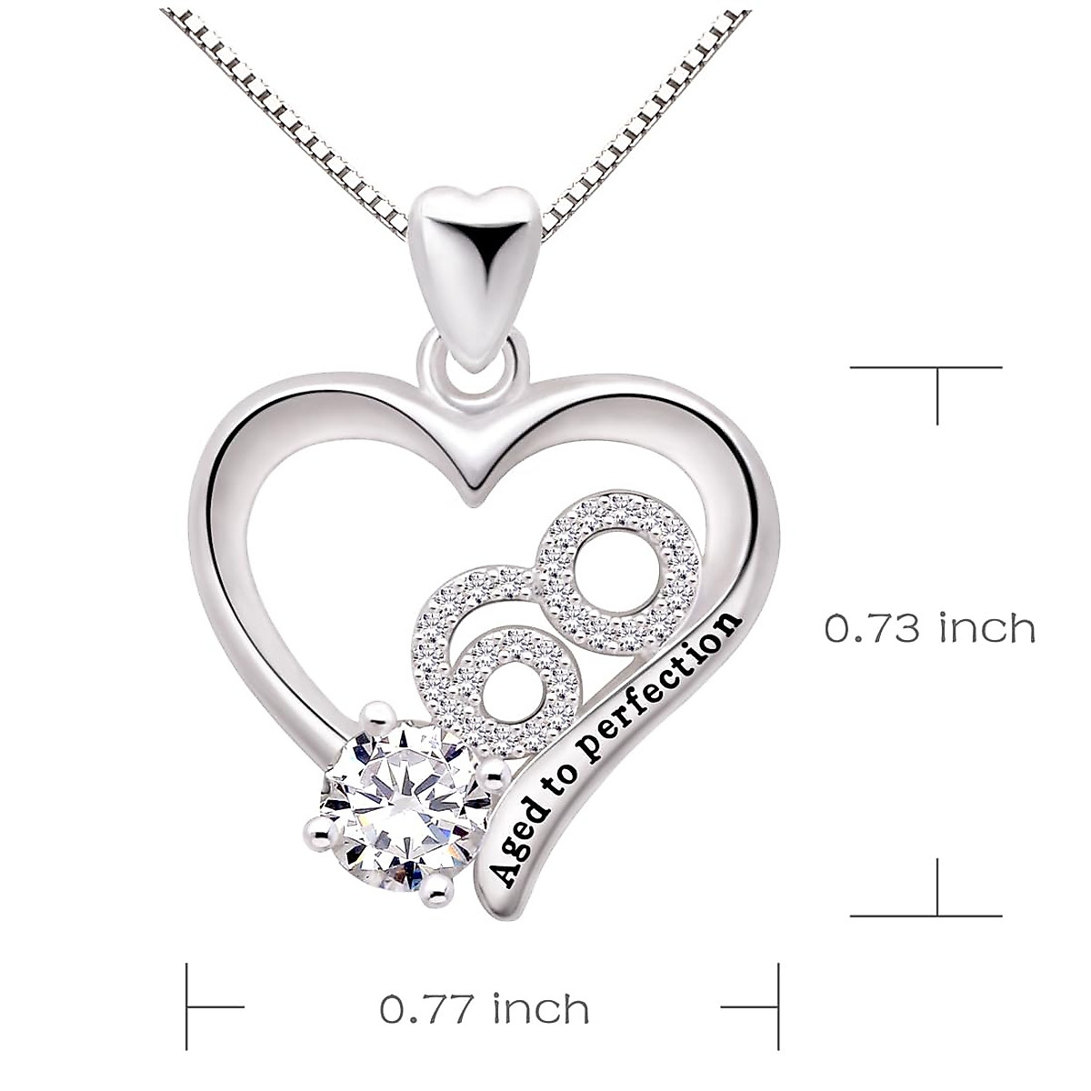 ALOV Jewelry Sterling Silver 60th Birthday Aged to Perfection Cubic Zirconia Pendant Necklace