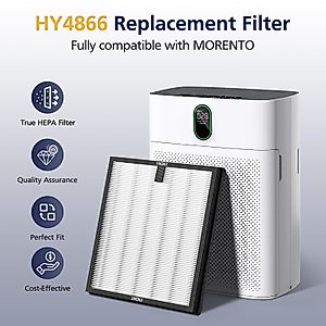 HY4866 Filters Compatible with MORENTO HY4866, WESTHEY HY4866, YIOU M1 Air Purifi-er, 3-in-1 H13 Ture HEPA Replacement Filters (Includes4 Pack Pre-filter) Enhanced Version HY4866 Replacement Filter