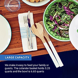 Farberware Easy to use pro Pump Spinner with Bowl, Colander and Built in draining System for Fresh, Crisp, Clean Salad and Produce, Large 6.6 quart, Green