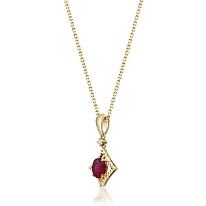 Gin & Grace 10K Yellow Gold Genuine Ruby and Natural Diamond (I1) Pendant for Women.