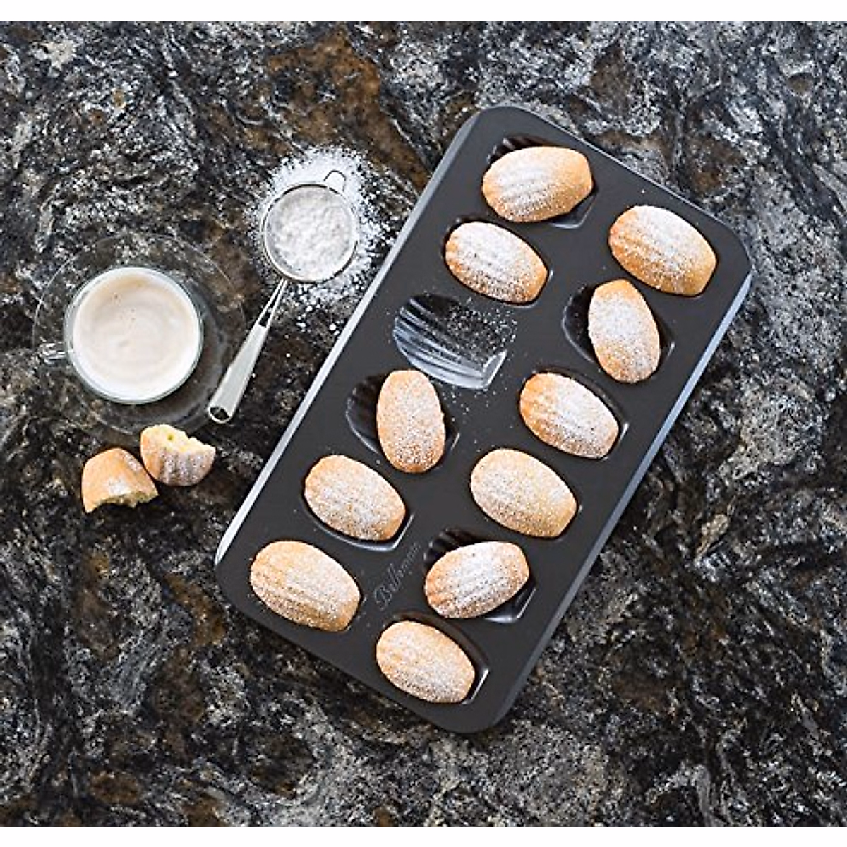 Bellemain Madeleine Pan | 12-Well Madeleine Mold Makes 12 Madeleine Cookies | Nonstick Tea Cake Pan for Madeleines, Cakelet Pan | Warp-Resistant Carbon Steel Madeline Pans (2-Pack)