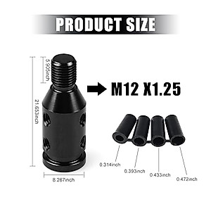 UGSHY 1 PC M12 x 1.25 Universal Shift Knob Adapter, Aluminum Alloy Transmission Gear Stick Shift Connector, for Non Threaded Shifters (Black)