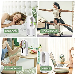 CONBOLA Desk Fan, 11.8 Inch Quiet Bladeless Fan USB Desktop Rechargeable Fan, Small Portable Table Fan with 3 Cooling Speeds, Touch Control Personal Fan for Bedroom, Office, Home, Outdoor (White)