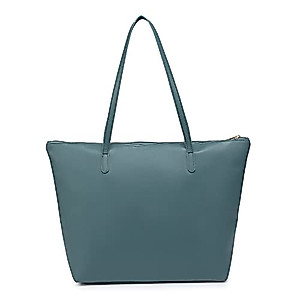 NNEE Water Resistance Light Weight Leather Tote Bag Big Capacity Handbag Shoulder Bag - Dark Green
