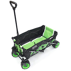 Creative Outdoor Push Pull Beach Hauler XXL, Collapsible and Portable Folding Wagon Cart, 200lbs Weight Capacity, Sport Series, Beach, Park, Garden Sports & Tailgate, (Green)