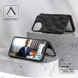 W7ETBEN iPhone 14 Pro Max Wallet Case, iPhone 14 Pro Max Case with Kickstand Built-in Mirror Shockproof Card Holder Cover for Apple iPhone 14 Pro Max 6.7" (Black)