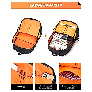 VGCUB Black Travel Laptop Backpack Airline Approved, Business Laptops Carry on Backpack with USB Charging Port,Waterproof College Bag Gifts for Men Women Fits 14 Inch Notebook,Small