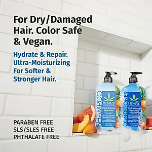 HEMPZ Hair Shampoo & Conditioner Set - Grapefruit & Peach Scent for Dry, Damaged and Color Treated Hair, Hydrating, Softening, Moisturizing with Biotin Duo Set 33.8 fl oz