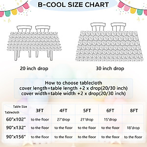 B-COOL White Table Cloth Rectangle 60 x102 Inches for Parties Rosette Wedding Tablecloth Party Table Decor Satin Floral Table Cover for Baby Shower Home Decorations
