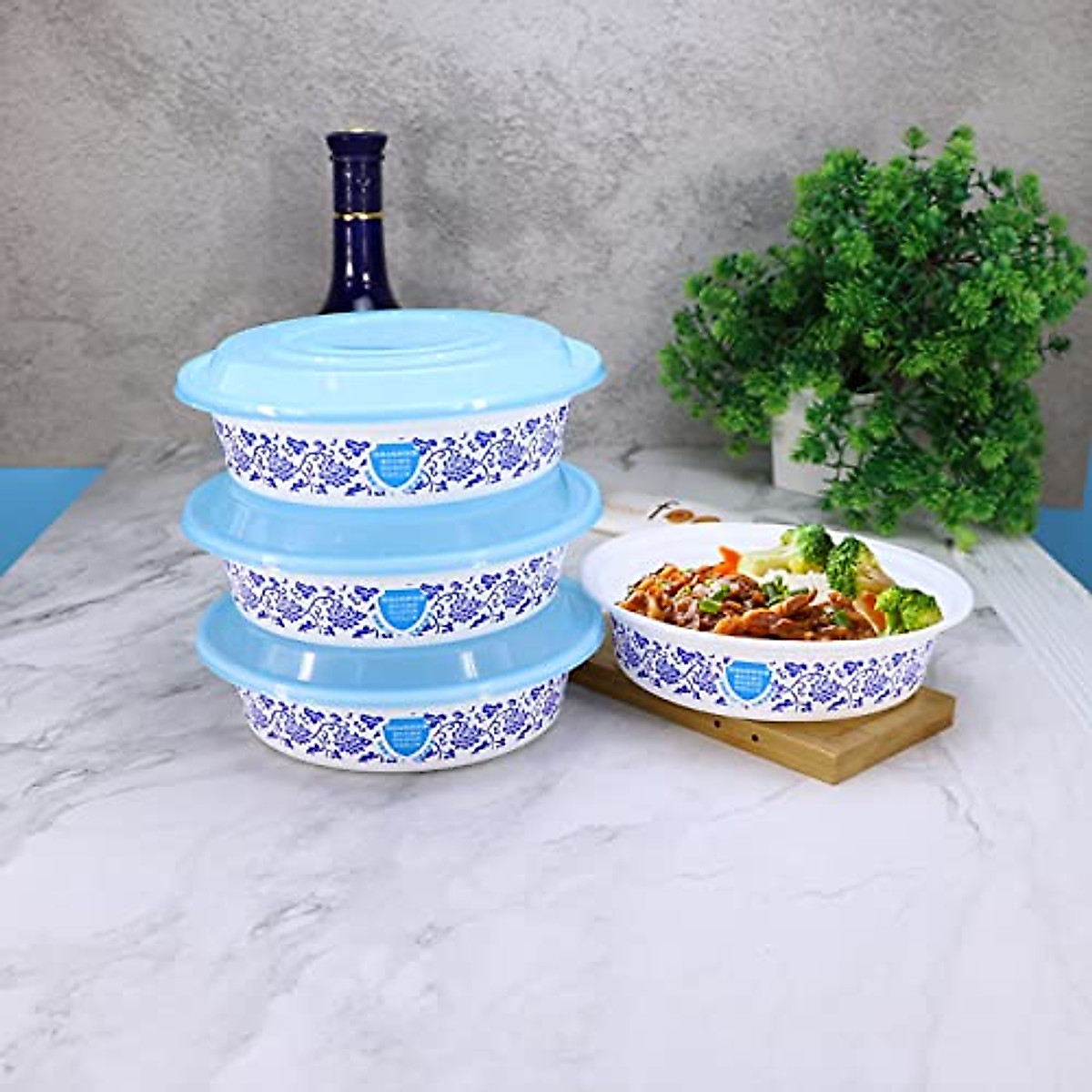 Zhongzheng (24oz) Round Meal Prep Containers,Plastic Meal Prep Bowls with Lids,Reusable Food Storage Containers,Disposable salad bento box sets,Stackable, Microwaveable, Fridge Safe.（25 Sets）