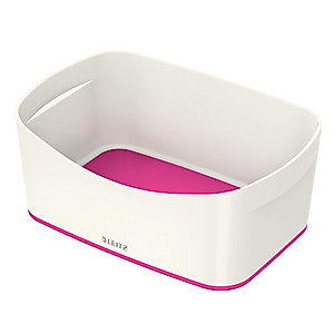 Leitz A5 MyBox Organiser Tray, High Gloss Plastic, White/Pink Metallic;MyBox