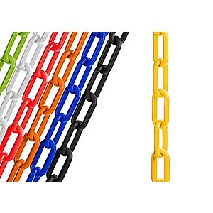 US Weight (Made in USA) 2 inch x 100 feet' White Plastic Safety Chain ft. SunShield UV Resistant Technology