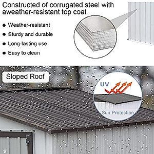 8' x 6' Outdoor Storage Shed,Garden Tool Shed with Floor Frame Kit,Hooks and Lockable Doors,Metal Shed Outside Storage Sheds for Backyard,Patio to Store Tools Bikes Lawn Mower(No Floor)