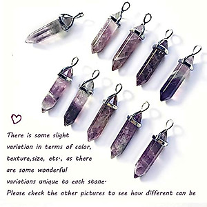 BEADNOVA Amethyst Necklace Gemstone Crystal Necklace for Women Healing Stone pendant Jewelry for Men Pendulum Divination Purple Crystal Hexagonal pendant (18 Inches Stainless Steel Chain)