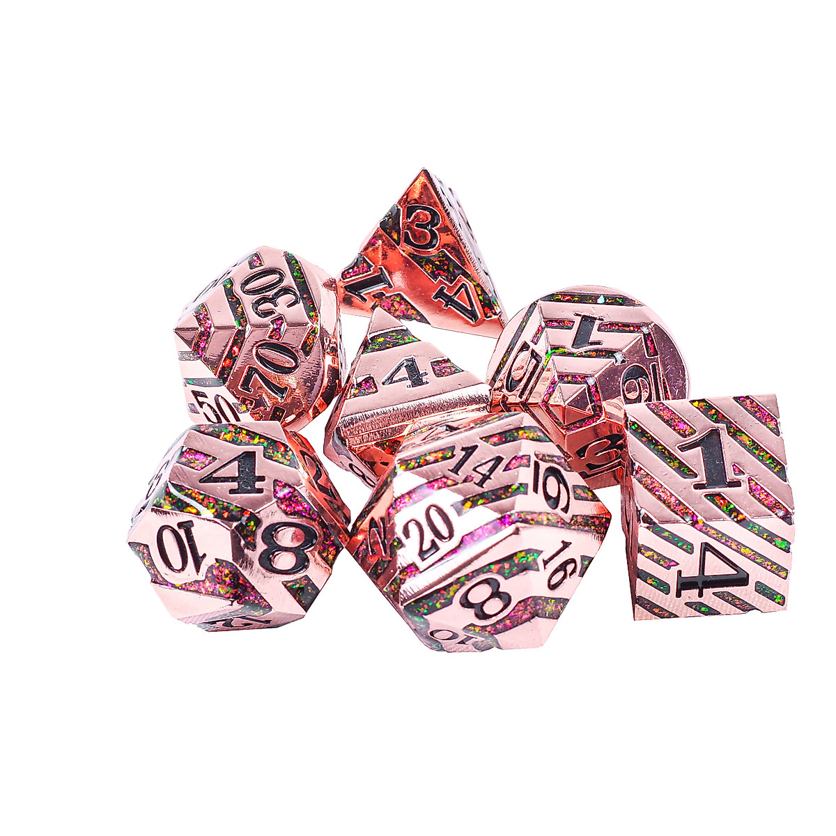 Copper Vein of Magic DND Metal Dice Set for Dungeons and Dragons Gifts, D&D, D and D, Pathfinder, Accessories, D20, Polyhedral, Resin Dice, Metal, Dice Tray, Tower, Bag, Box