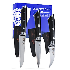 Dalstrong Paring Knife Set 3pc- Gladiator Series - Forged German High-Carbon Steel - G10 Handle - Sheaths Included - Kitchen Knife -Giftable Paring Knife Set - NSF Certified