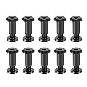 uxcell Screw Post Fit for 5/16"(8mm) Hole Dia, Male M6x12mm Belt Buckle Binding Bolts Leather Fastener Carbon Steel Black 10 Sets