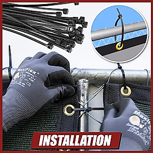 Amgo 6' x 50' Black Fence Privacy Screen, Commercial Standard Heavy Duty Windscreen with Bindings & Grommets, 90% Blockage, Cable Zip Ties Included (We Make Custom Size)