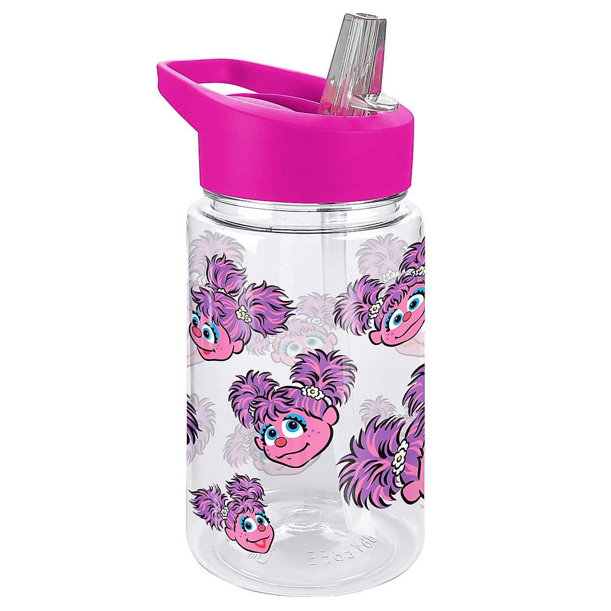 LOGOVISION Sesame Street Kids Tritan Plastic Water Bottle with Straw Lid and Handle, Reusable Tumbler for Toddlers, Unisex for Girls and Boys, 12oz, Abby Head Pattern