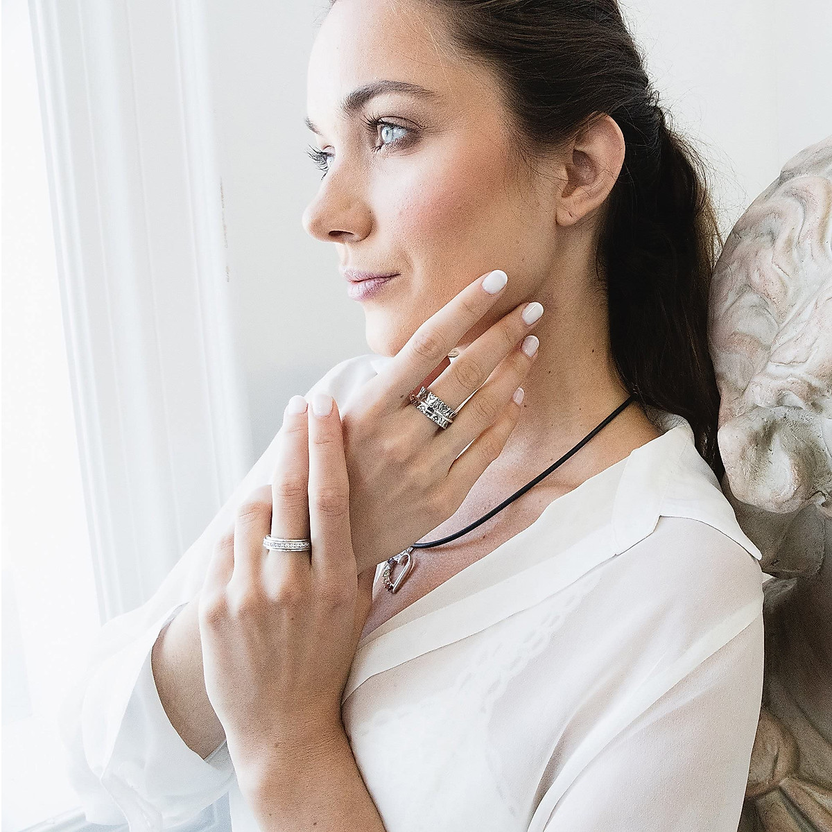 ENERGY STONE 925 Sterling Silver SUPERNOVA Meditation Spinner Ring (Style US55) (8)