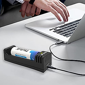 18650 Battery Charger, Dlypow 2 Bays Battery Charger with Auto-Charging Current for IMR/ICR Li-ion 22650 18650 18490 17500 RCR123 14500 and 1.2V Ni-MH Ni-CD AA AAA Rechargeable Batteries