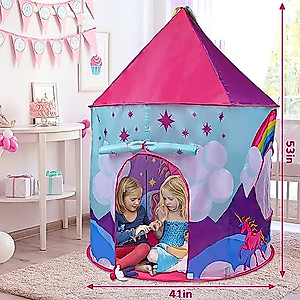 Kids Play Tent Children Pop Up Tent Portable Foldable Playhouse Pink Unicorn Indoor Outdoor Game Party Birthday Gifts for Boys Girls