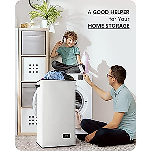 SOLEDI Laundry Hamper with Lid - 100L XL - Large Laundry Basket with Removable Bag, Collapsible Laundry Baskets, Convenient Storage - Hampers for Laundry for Bedroom, Bathroom, Closet, Dorm, Off-White