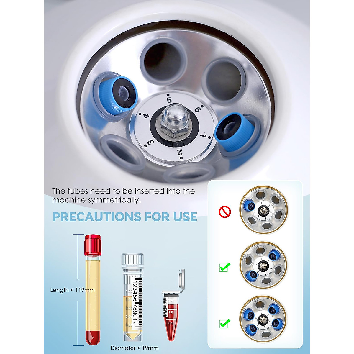 Mxmoonant Centrifuge Machine Benchtop Electric Centrifuges with Timer and Speed Control for Lab School Scientific Research 20mlX6 Rotors (110V US Plug) (800-1)