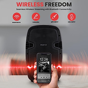 Pyle Wireless Portable PA Speaker System - 1000W High Powered Bluetooth Compatible Active + Passive Pair Outdoor Sound Speakers W/USB SD MP3 AUX - 35mm Mount, 2 Stand, Microphone, Remote