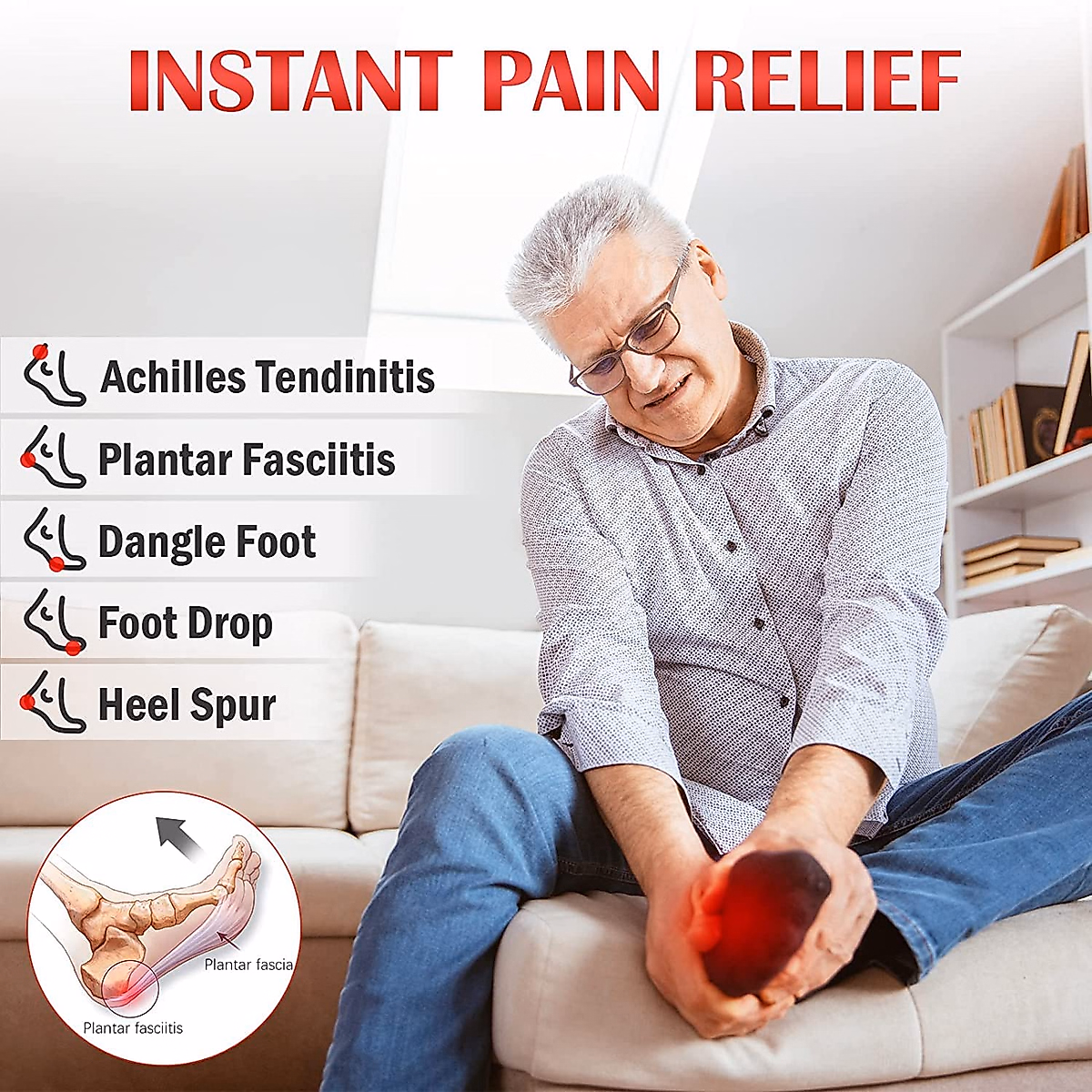 WXY Plantar Fasciitis Night Splint: 2023 Upgraded Plantar Fasciitis Brace - Dorsal Night Splint for Plantar Fasciitis Women Men - Plantar Fasciitis Relief Achilles Tendonitis Foot Drop Heel Pain Red 2