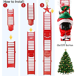Santa Climbing Ladder to Christmas Tree Electric Santa Claus with Music Christmas Super Climbing Santa Hanging Ornament Tree Xmas Gifts Christmas Door Decorations Holiday Home Decor Gift