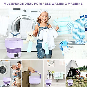 9L Portable Mini Washing Machine Small Portable Washer And Dryer Combo With Clip, Portable Washer Machine Foldable Design For Underwear, Baby Clothes, And Small Items, Ideal For Apartments (Purple)