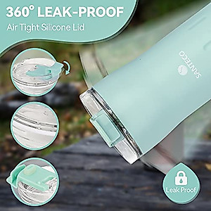 SANTECO Travel Coffee Mug 12 oz, Insulated Coffee Cups with Flip Lid, Stainless Steel Coffee Mugs Spill Proof, Double Wall Vacuum Tumblers, Reusable To Go Mug for Hot/Ice Coffee Tea - Green