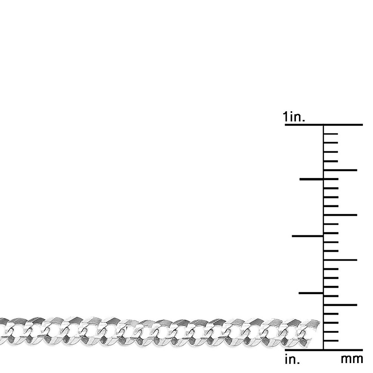 IcedTime 14k White Gold Italy Cuban Curb Solid Chain Necklace 3.5mm Wide 18" Long with Lobster Clasp