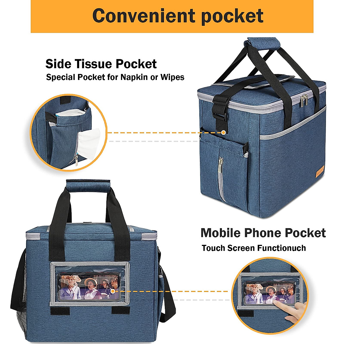 Collapsible Soft Cooler Bag,50 Cans Insulated Lunch Bag,Beach Cooler, Ice Chest,Large Leakproof Camping Cooler,Portable Travel Cooler for Grocery Shopping Picnics Work Meals